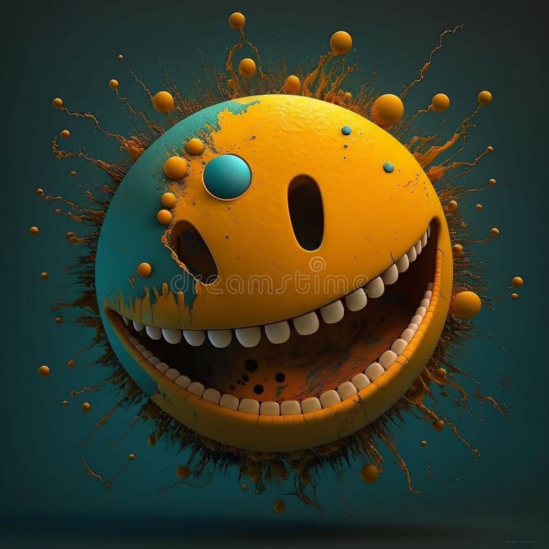AI Generated Illustration of a Vibrant Yellow Smiley Face with Paint ...