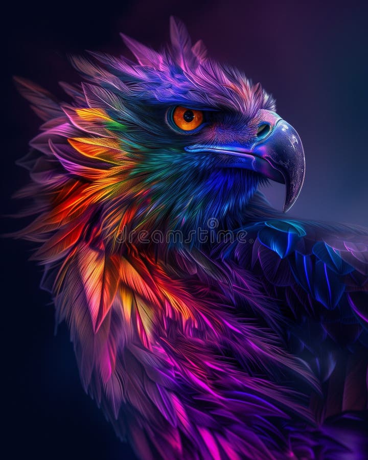 AI Generated Illustration of a Vibrantly Colored Eagle Head with Paint ...