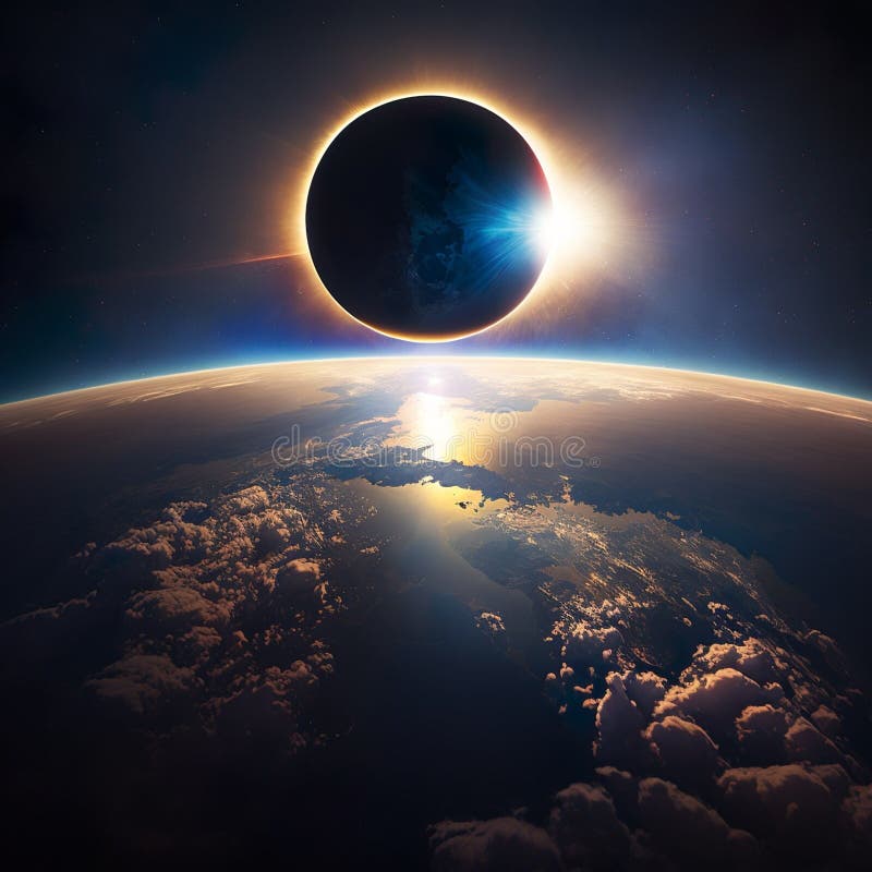 AI Generated Illustration of a View from Space Showcasing a Total ...