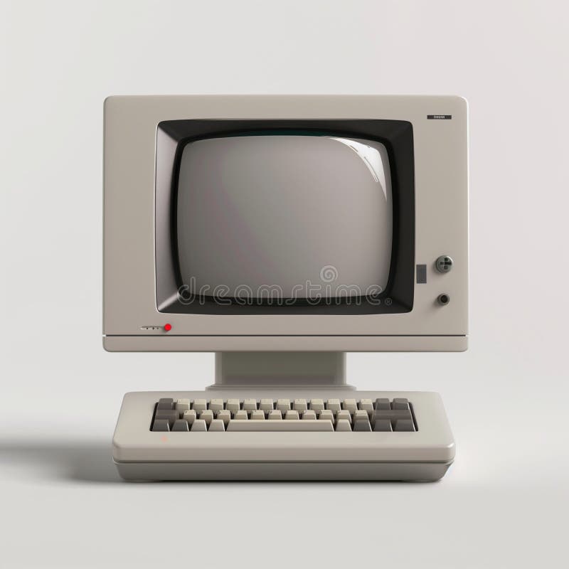 AI Generated Illustration of a Vintage 1980s Desktop Computer on a ...