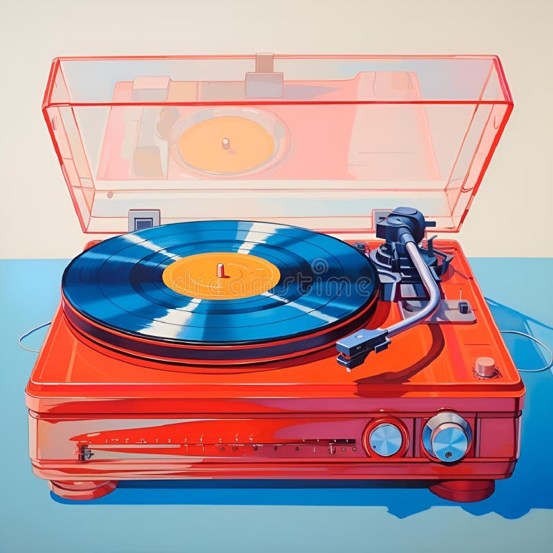 AI-generated Illustration of a Vinyl Record Player Stock Illustration ...