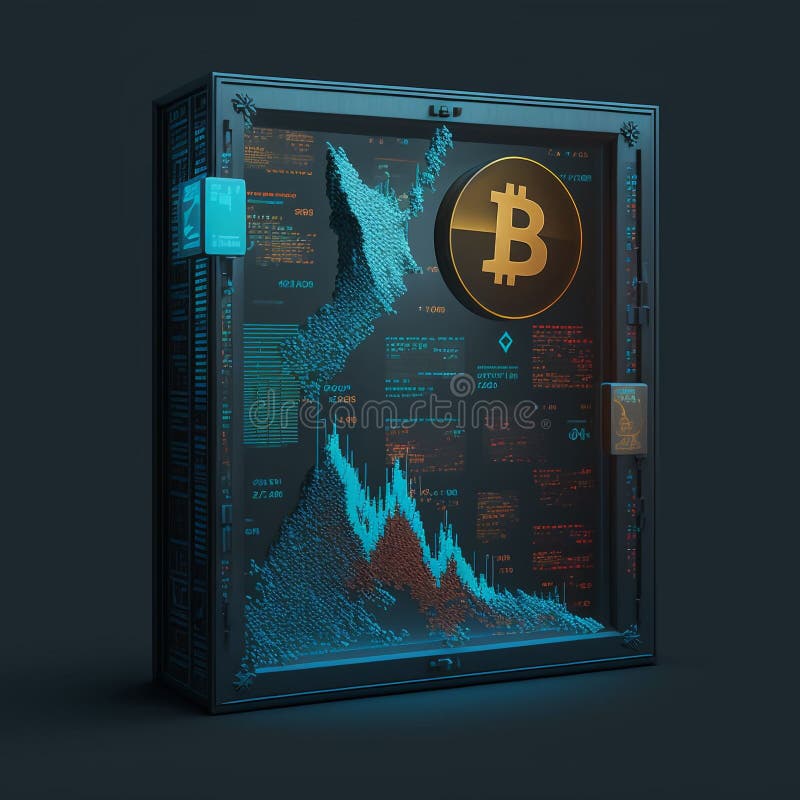 AI Generated Illustration of a Virtual Box with Bitcoin Symbols and ...