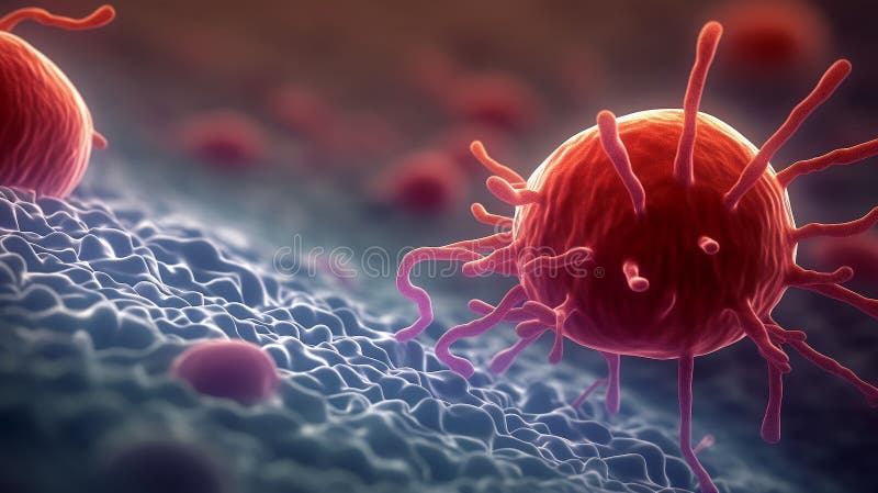 AI Generated Illustration of Virus Cells, with Globular Particles in a ...
