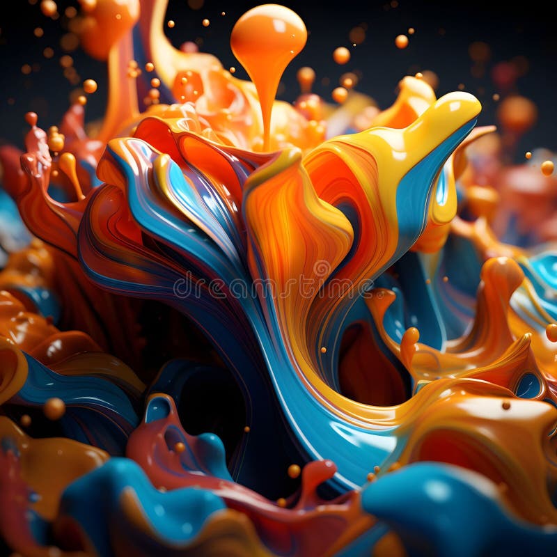 AI Generated Illustration of a Vivid Liquid Pouring Over a Vibrant ...