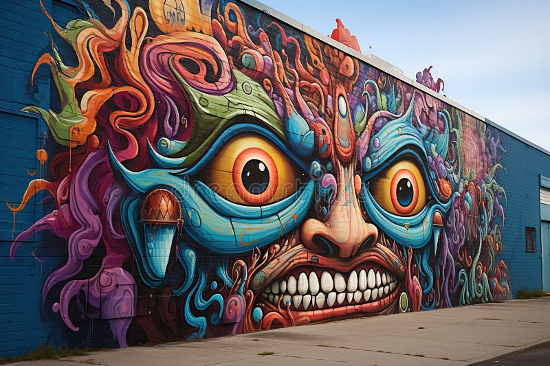 AI Generated Illustration of a Wall Mural with an Extraterrestrial Face ...