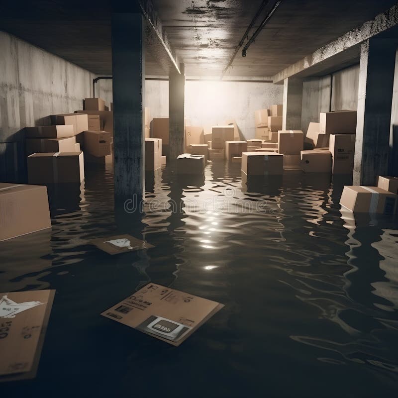 AI Generated Illustration of a Warehouse with Cardboard Boxes and Other ...