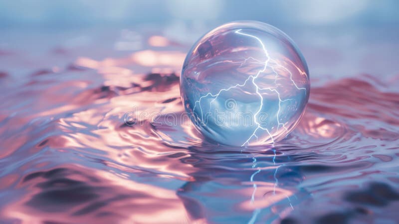 AI Generated Illustration of a Water Droplet with Lightning Inside ...