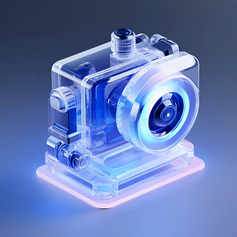 A Water - Resistant Camera Sits in a Clear Box on a Blue Background ...