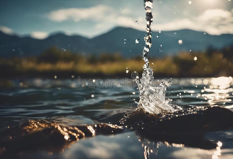 AI Generated Illustration of a Water Splash on River Surface Stock ...