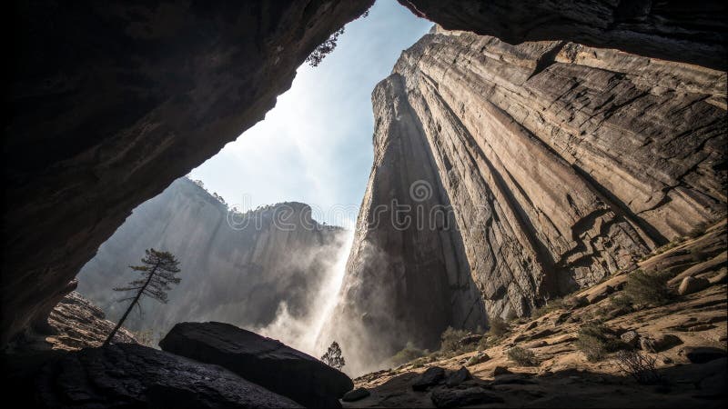 AI-generated Illustration of a Waterfall Cascading Down a Steep Cliff ...