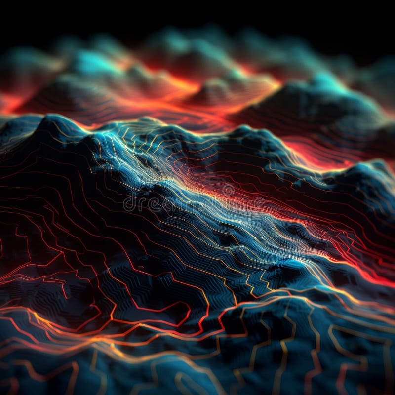 AI Generated Illustration of a Wavy Line Pattern with Vibrant Red and ...