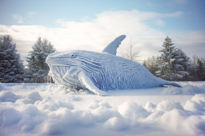 AI Generated Illustration of a Whale Made of Snow Stock Image - Image ...