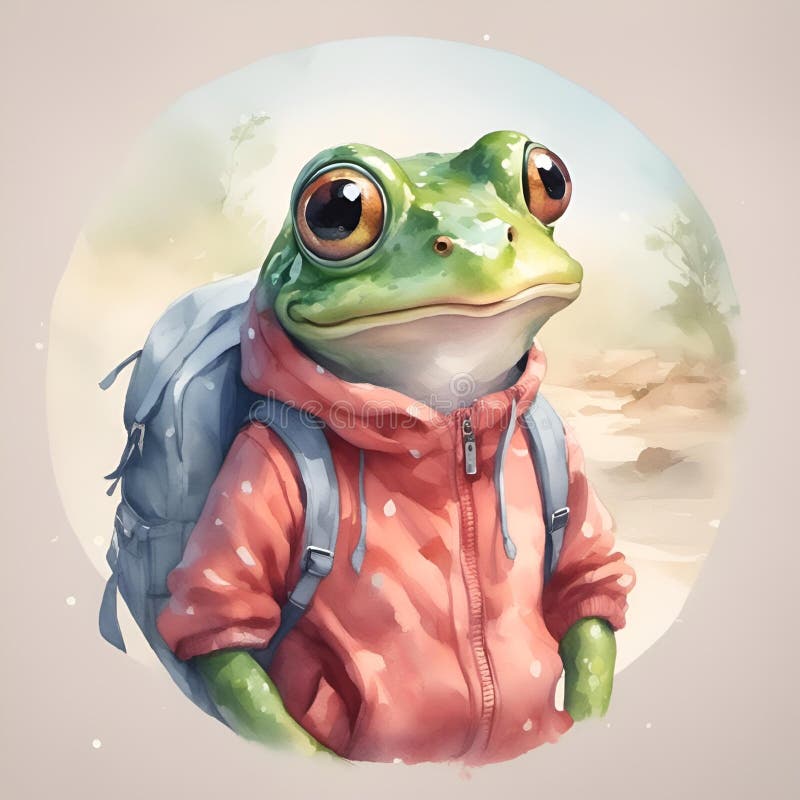 AI Generated Illustration of a Whimsical Toad with a Backpack in a ...
