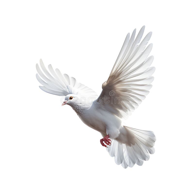 AI Generated Illustration of a White Dove in Mid-flight Against a White ...