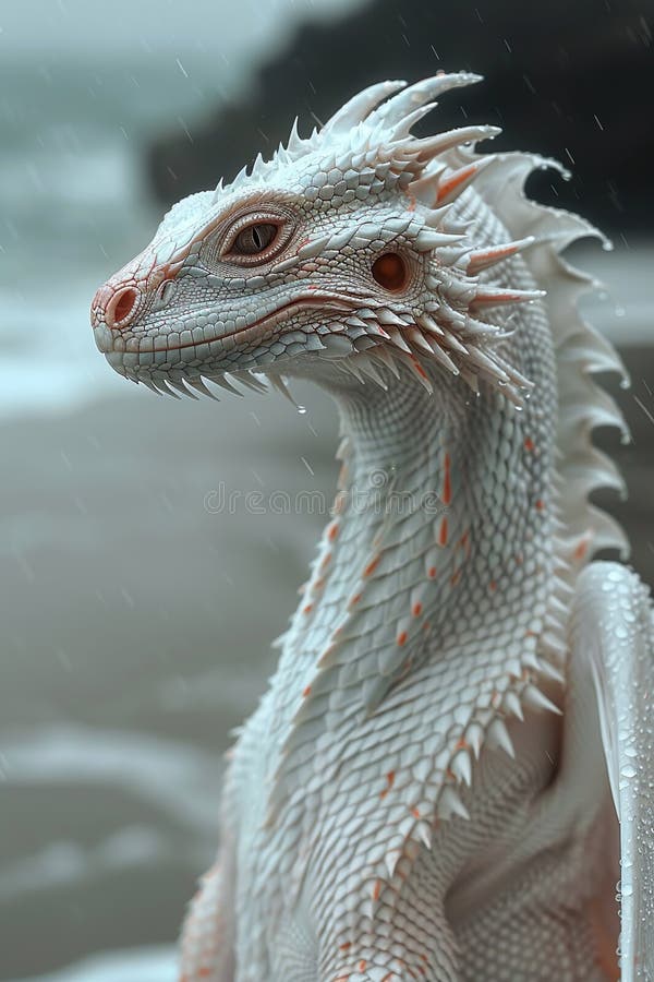 A White Dragon is in the Ocean during the Rain and Has Been Attacked ...