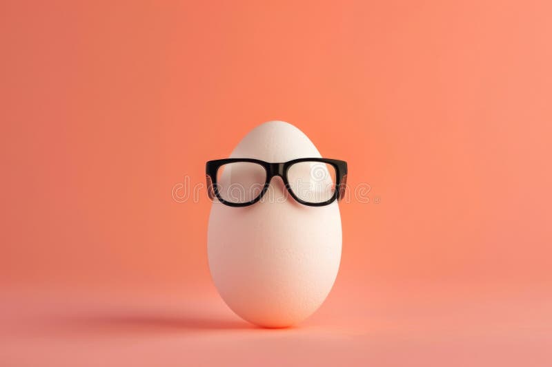 AI Generated Illustration of a White Easter Egg with Glasses on a Pink Backdrop Stock Photo ...