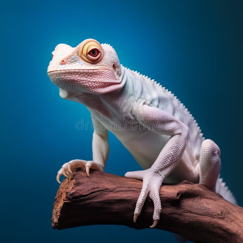 AI Generated Illustration of a White Lizard Perched on Top of a Branch ...