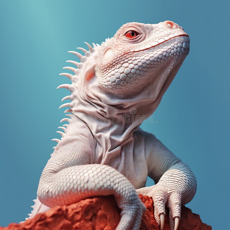AI Generated Illustration of a White Lizard Perched on Top of a Rock ...