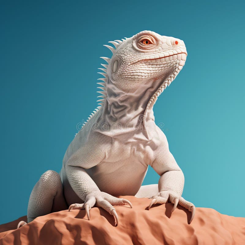 AI Generated Illustration of a White Lizard Perched on Top of a Rock ...