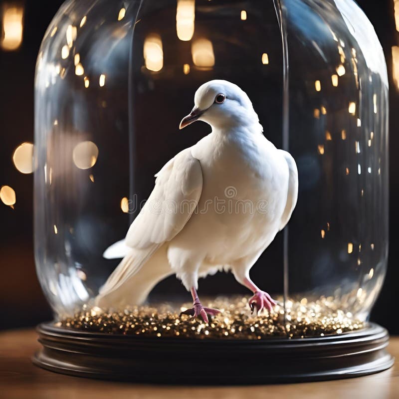 AI Generated Illustration of a White Pigeon Perched Under a Glass ...