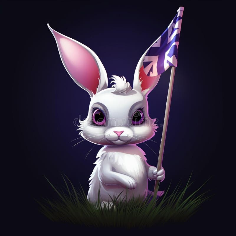 AI Generated Illustration of a White Rabbit Holding a Flag of England ...