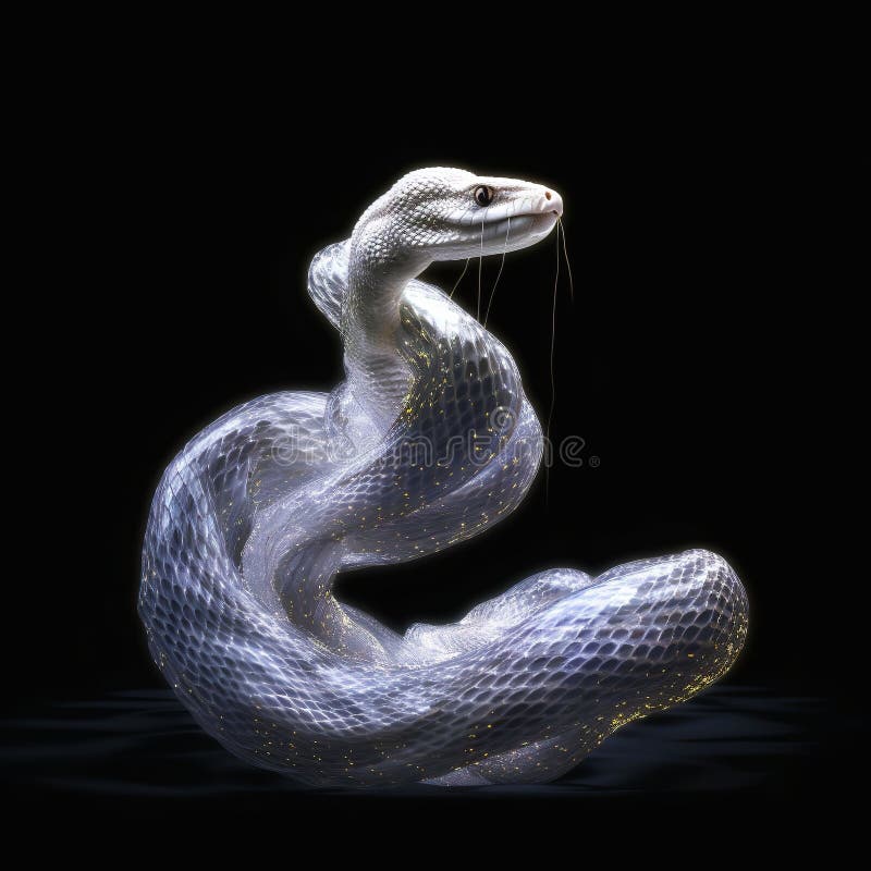AI Generated Illustration of a White Snake with Its Head Curved Around ...