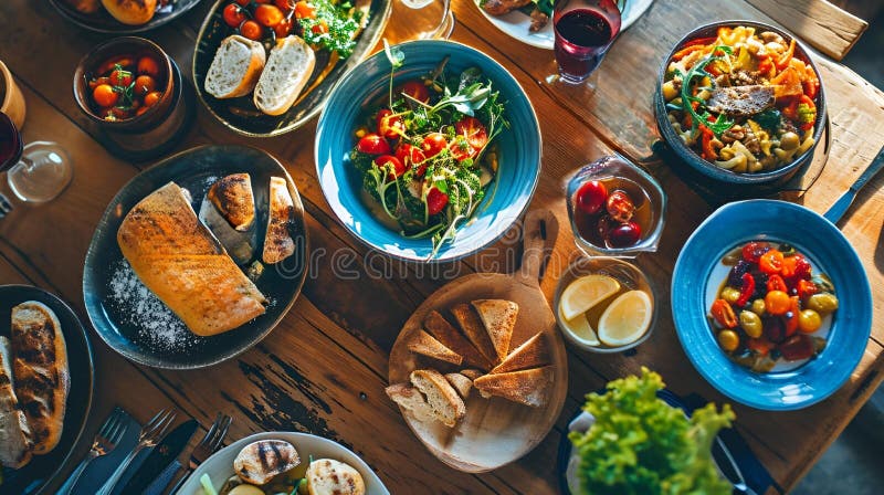 A Table Filled with Food and Drinks on it S Side Stock Illustration ... A Table Filled with Food and Drinks on it S Side Stock Illustration ...
