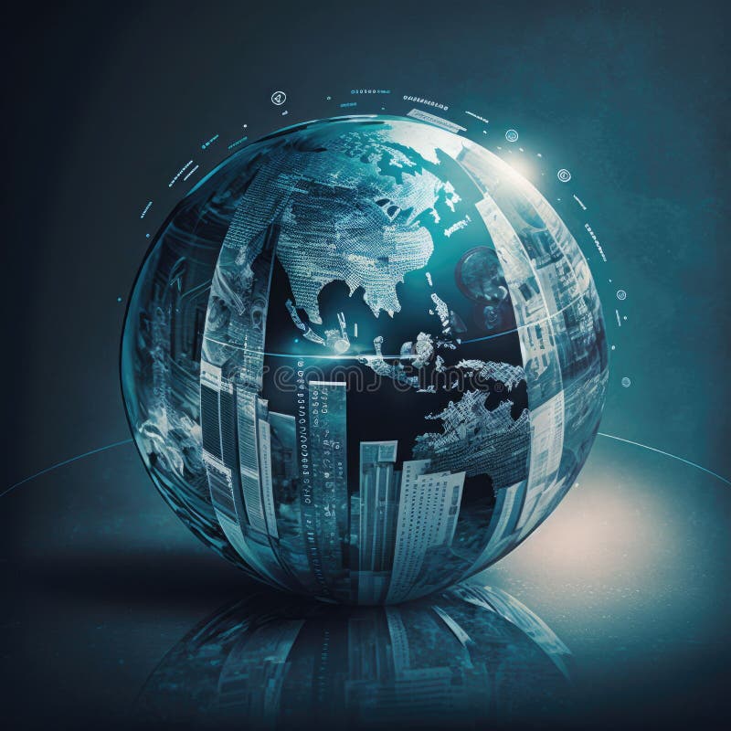AI Generated Illustration of the Whole Globe with Skyscrapers. the ...