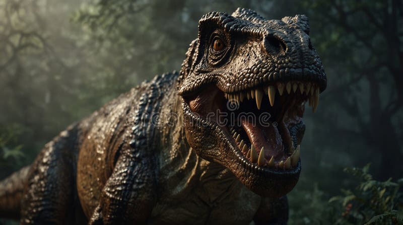 AI Generated Illustration of a Wild T-rex Displaying Its Numerous Teeth ...