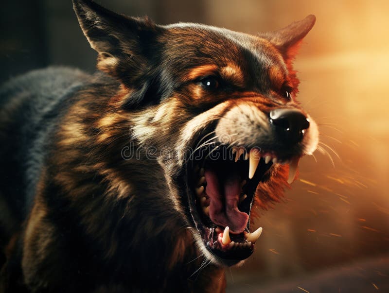 Ai Generated Illustration Wildlife Concept of Aggressive Angry Dog ...