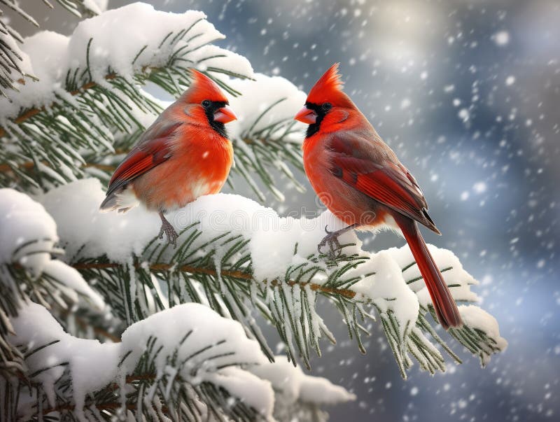 Ai Generated Illustration Wildlife Concept of Cardinal in Snow Stock ...