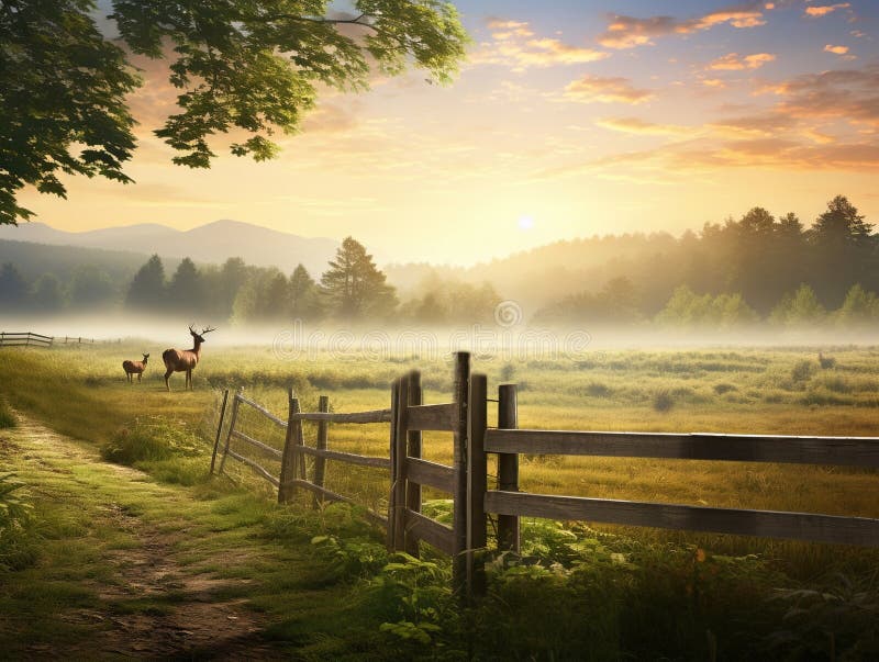 Ai Generated Illustration Wildlife Concept of Country View Stock ...