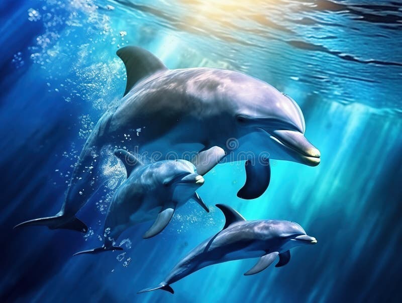 Ai Generated Illustration Wildlife Concept of Dolphins Stock Illustration - Illustration of ...