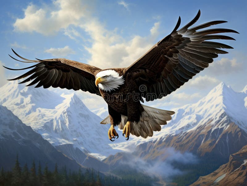 Ai Generated Illustration Wildlife Concept of Eagle Flying Toward ...