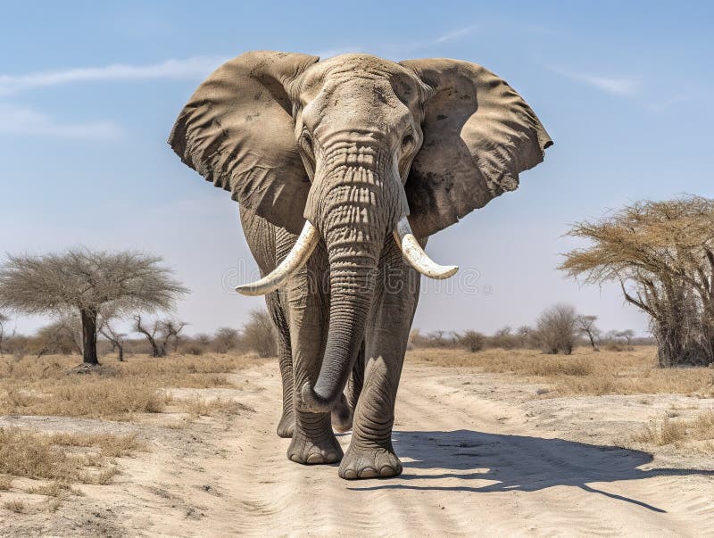 Ai Generated Illustration Wildlife Concept of Elephant Approach from ...