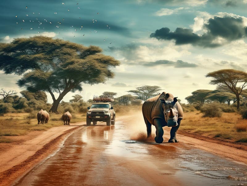 Ai Generated Illustration Wildlife Concept of Game Drive Stock ...