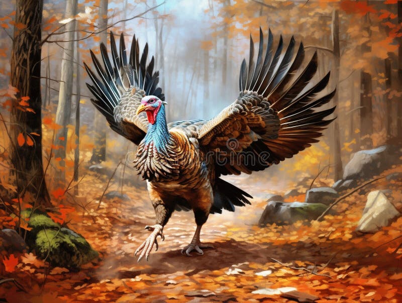 Ai Generated Illustration Wildlife Concept of Gobbler Strut Stock ...