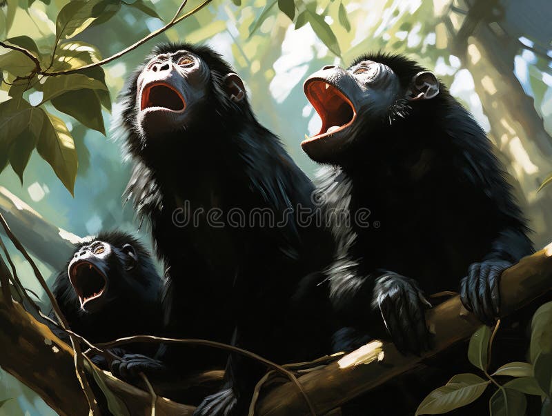 Ai Generated Illustration Wildlife Concept of Howler Monkeys Stock ...