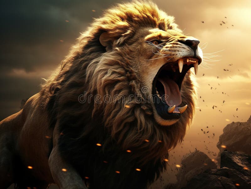 Ai Generated Illustration Wildlife Concept of Lion Roar Stock ...