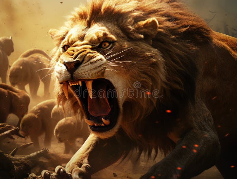 Ai Generated Illustration Wildlife Concept of Lion S Bite Stock ...