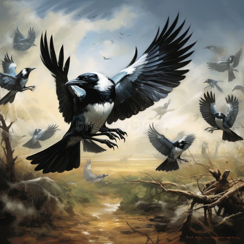 Ai Generated Illustration Wildlife Concept of Magpie Stock Illustration ...