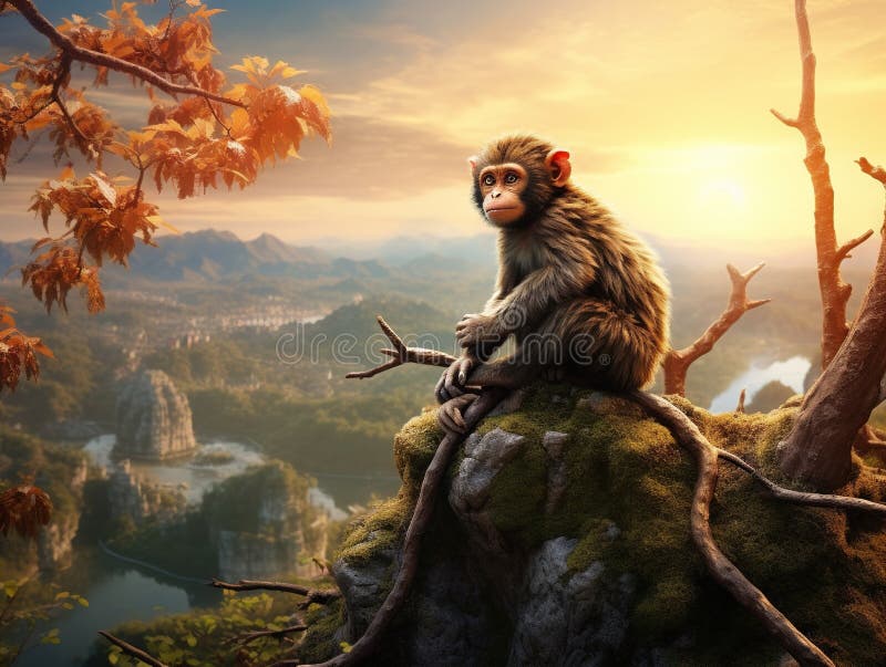 Ai Generated Illustration Wildlife Concept of Monkey Stock Illustration ...