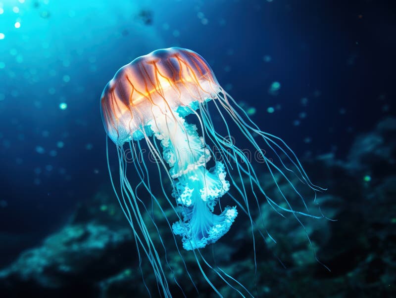 Ai Generated Illustration Wildlife Concept of Moon Jellyfish Stock ...