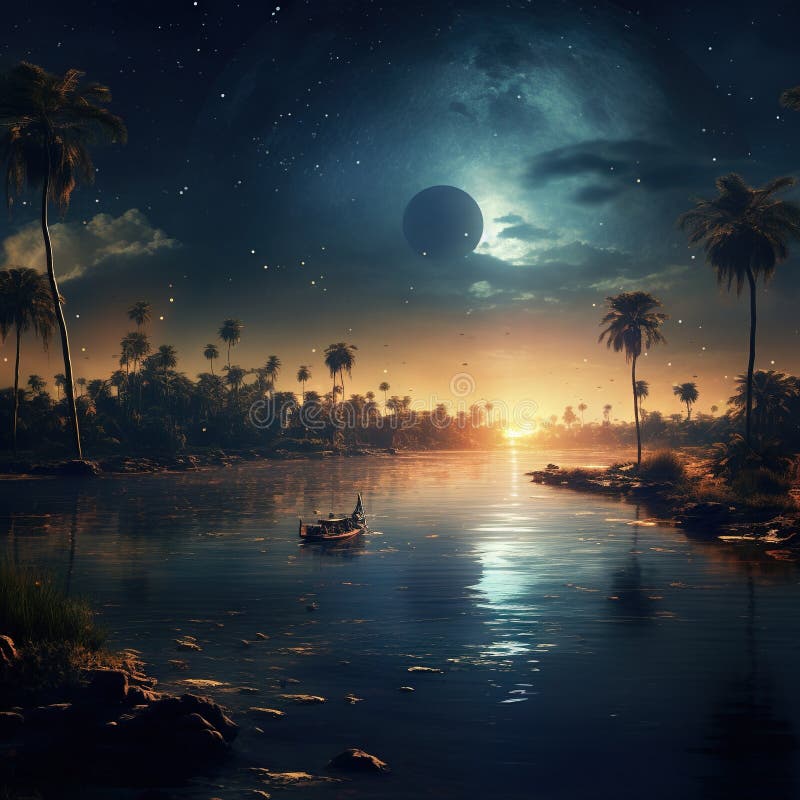 Ai Generated Illustration Wildlife Concept of Nile River Uganda Stock ...