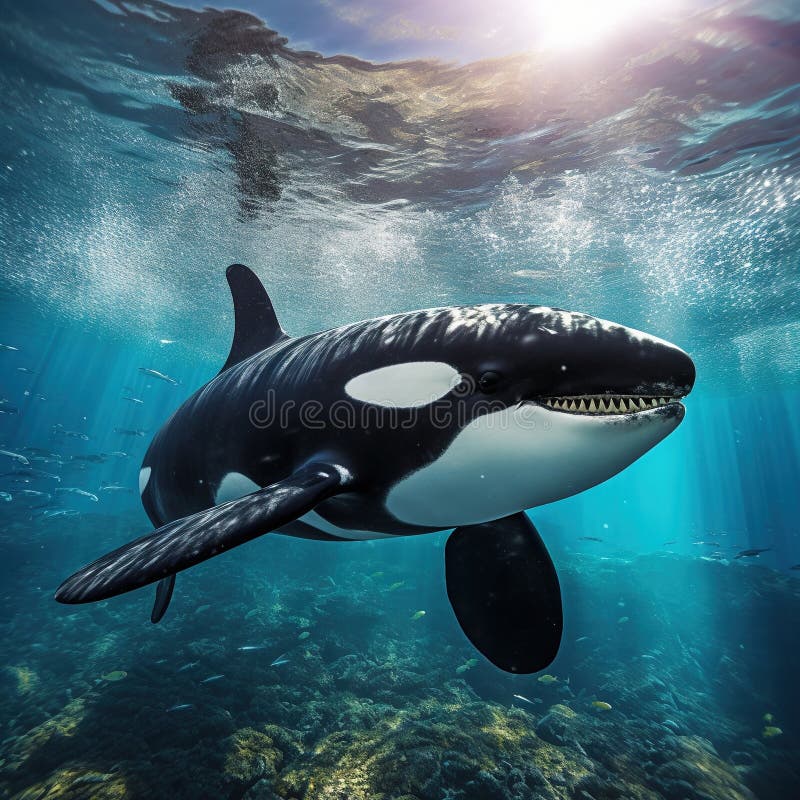 Ai Generated Illustration Wildlife Concept of Orca Underwater Stock ...