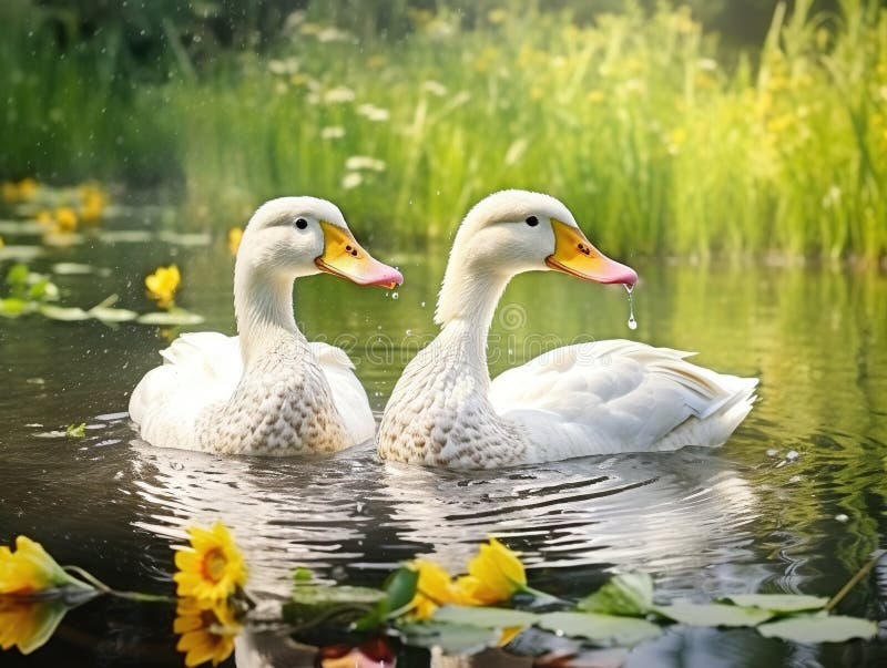 Ai Generated Illustration Wildlife Concept of Pair of Ducks Stock ...