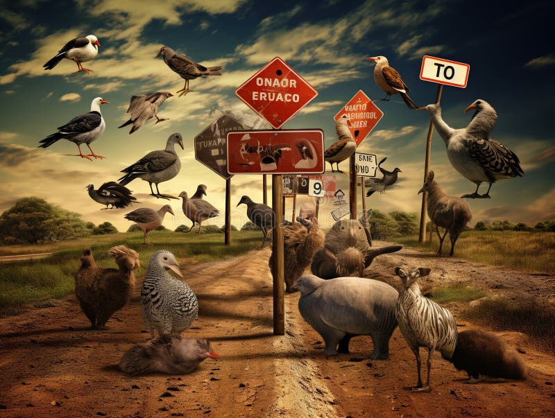Ai Generated Illustration Wildlife Concept of Rare Road Sign Stock ...