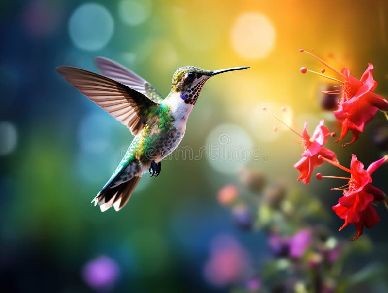 Ai Generated Illustration Wildlife Concept of Ruby-throated Hummingbird ...