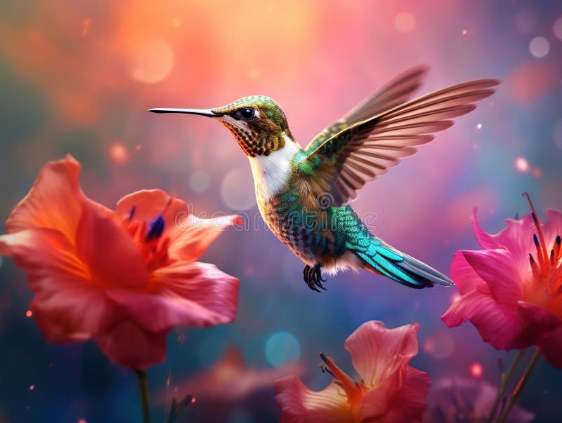 Ai Generated Illustration Wildlife Concept of Ruby-throated Hummingbird ...