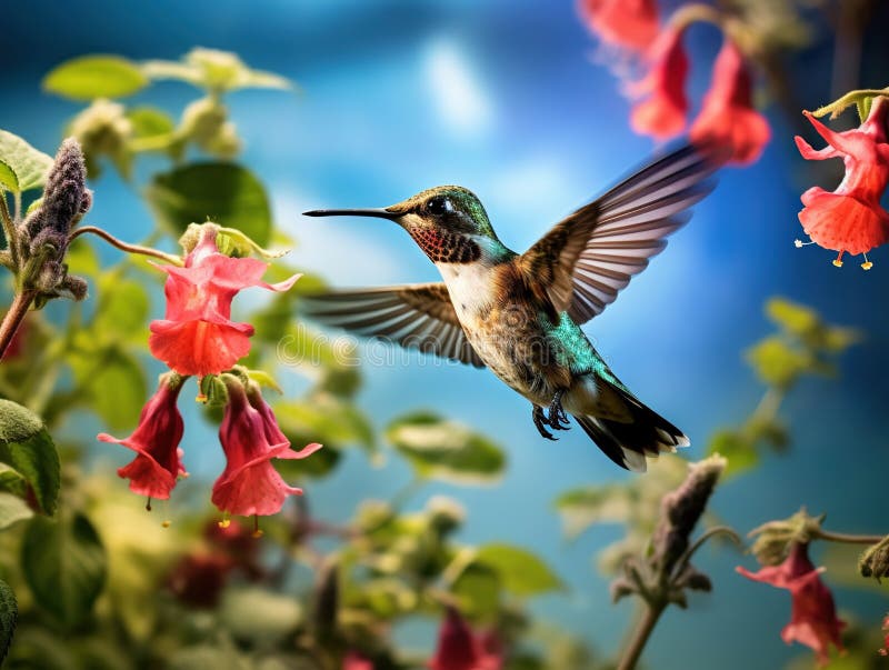 Ai Generated Illustration Wildlife Concept of Ruby-throated Hummingbird ...